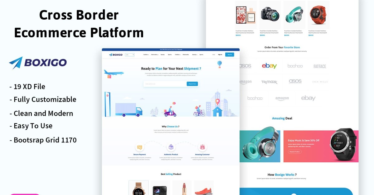 Boxigo - Cross Border Ecommerce Platform UI Elements