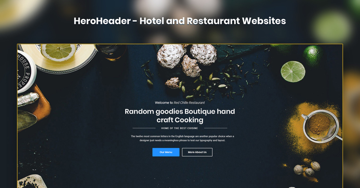 HeroHeader for Hotel and Restaurant Websites UI Elements