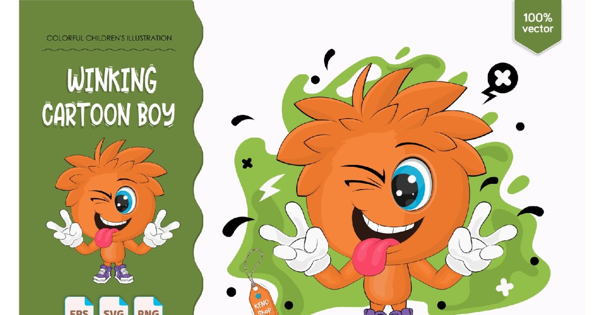 Cartoon Winking Boy - Vector Image #165943 - TemplateMonster