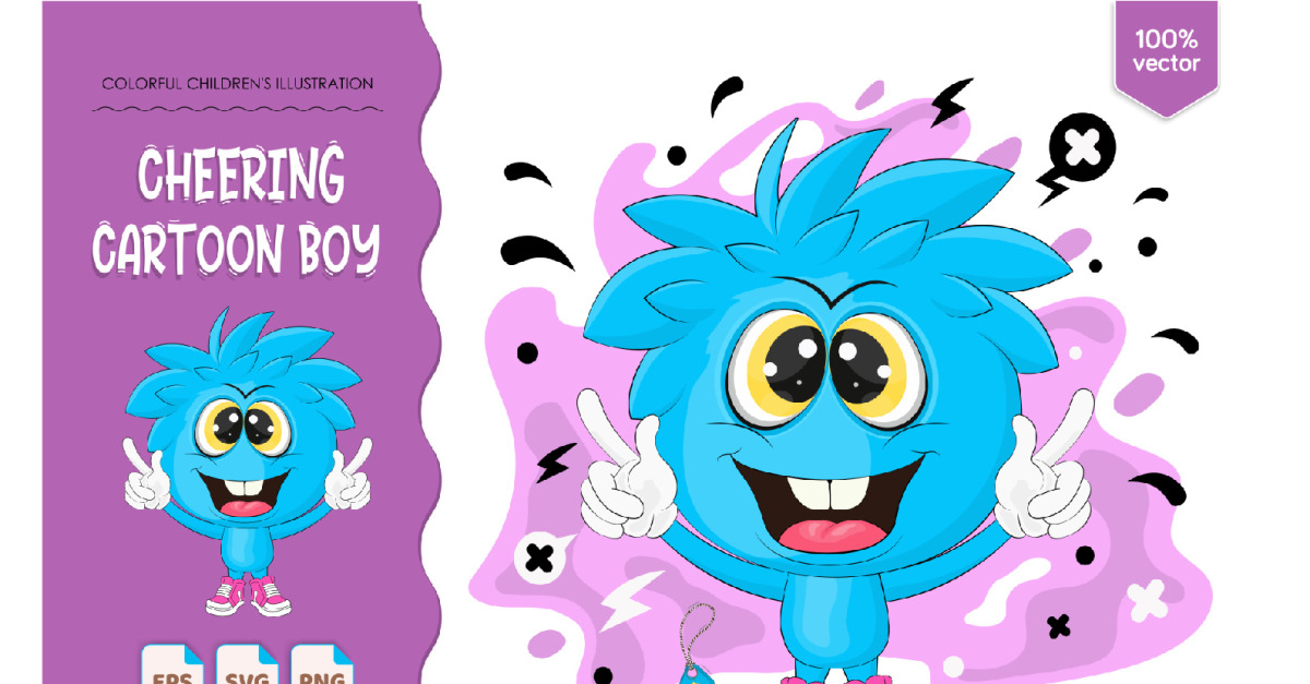 Cheering Cartoon Boy - Vector Image #165944 - TemplateMonster
