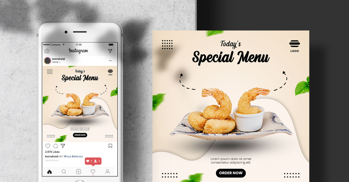 Instagram Feed Template for Food Menu for Social Media