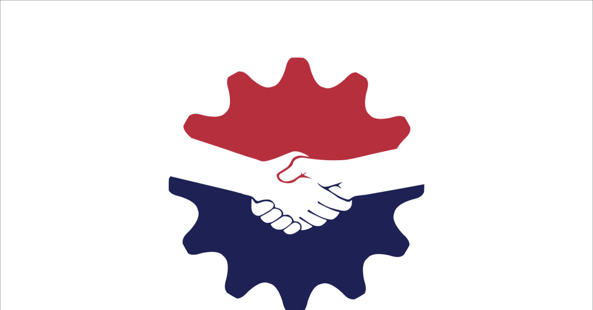 Hand Shake Gear Vector Logo Template - TemplateMonster