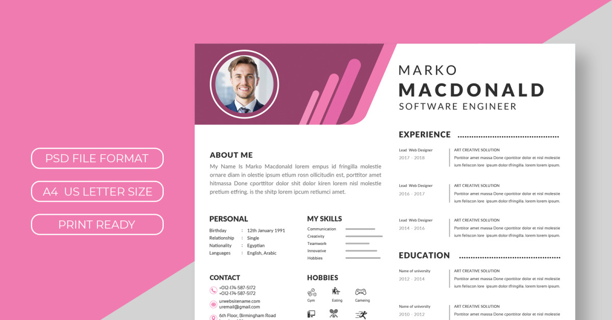 Macdonald Resume Template - Elegant Stylish Design