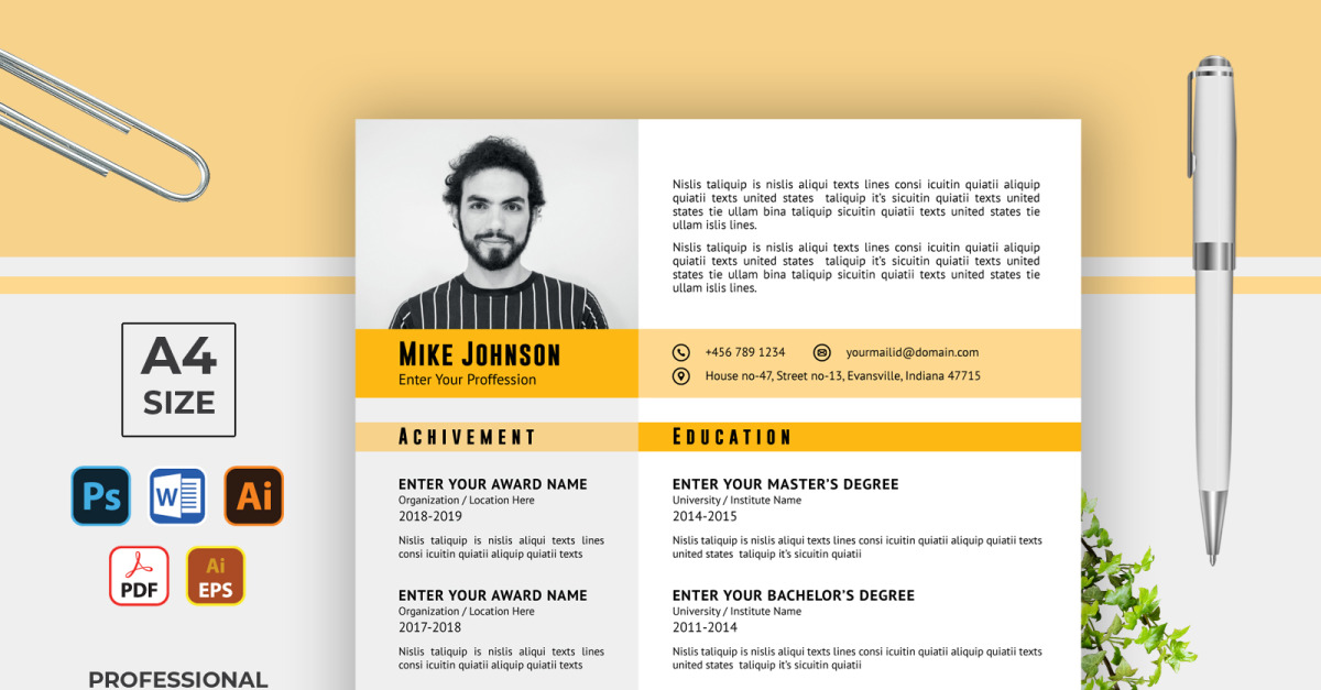 Resume Format CV Template Simple Design - TemplateMonster
