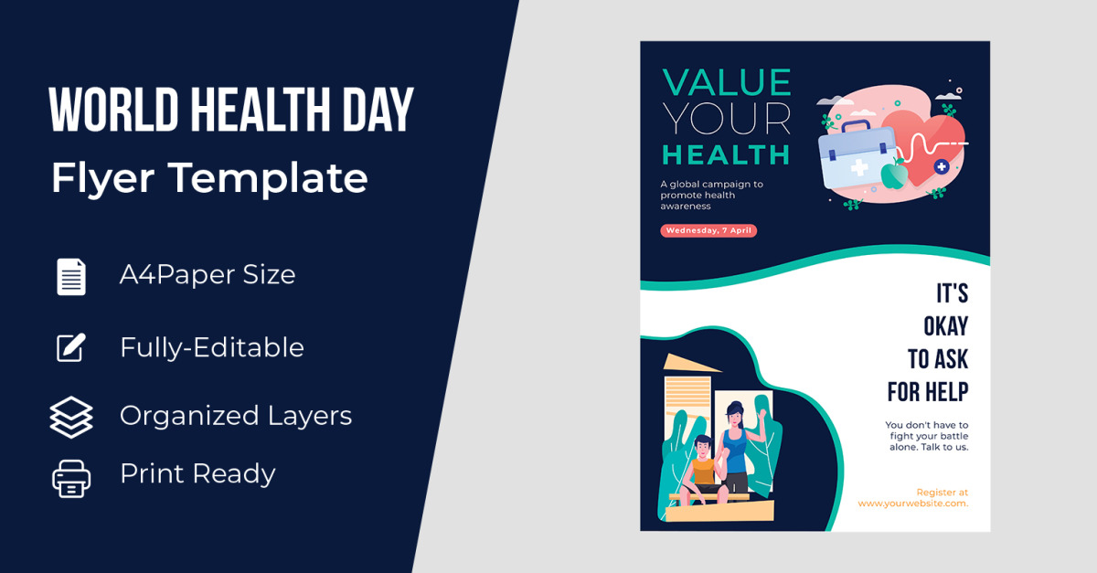 Poster Design for World Health Day Concept - TemplateMonster
