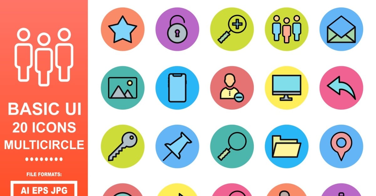 20 Basic UI Multicircle Icon Pack #167002 - TemplateMonster