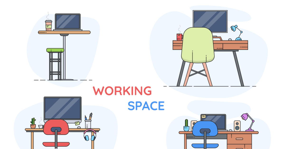 Working Place - Vector Image Illustration - TemplateMonster