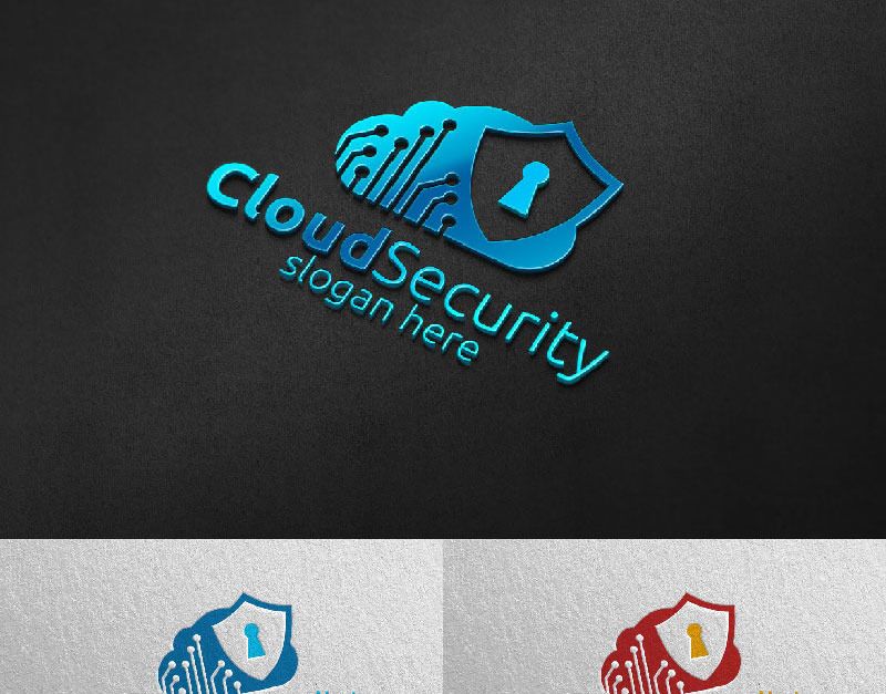 Shield Digital Cloud Security Logo template - TemplateMonster
