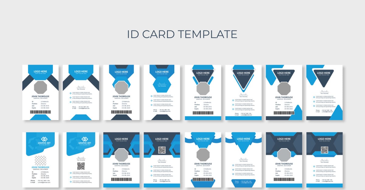 Blue Chevron ID Card Layout - Corporate Identity Template