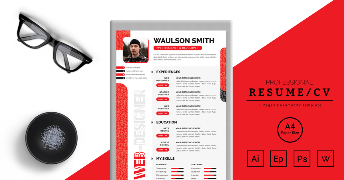 Waulson Smith – CV Design for a Web Designer Printable Resume Templates