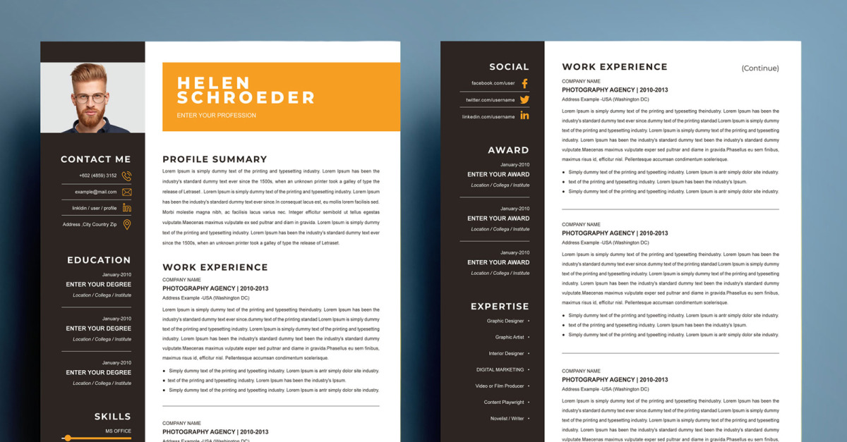 Helen Schroeder - Resume Template #171858 - TemplateMonster
