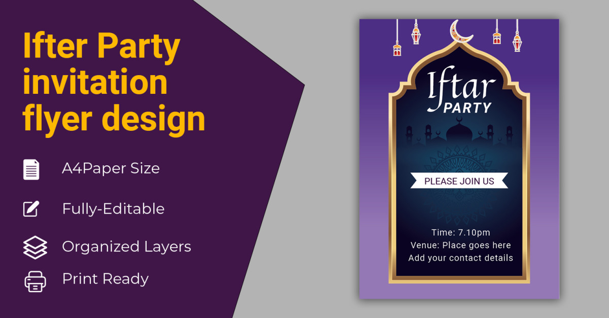 Geleneksel Ifter Parti Davetiyesi Posteri - Kurumsal Kimlik Şablonu