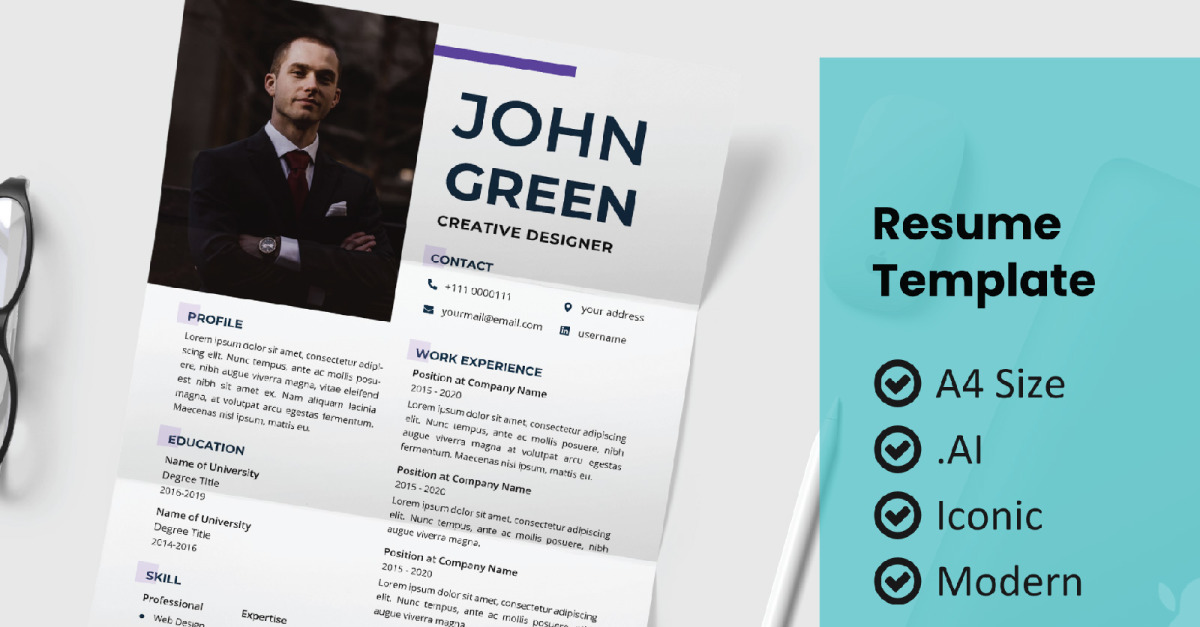 Modern Line Resume Printable Template - TemplateMonster