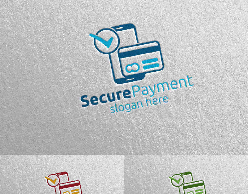 Logo de paiement sécurisé en ligne mobile - TemplateMonster