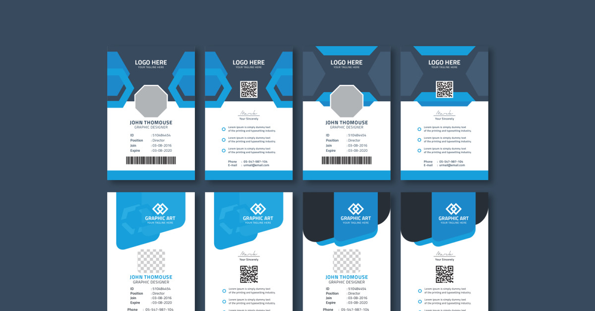 Blue ID Card Layout Corporate Identity - TemplateMonster