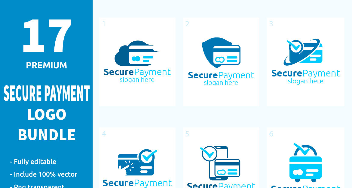 17 Pack de logos de paiement sécurisé - TemplateMonster