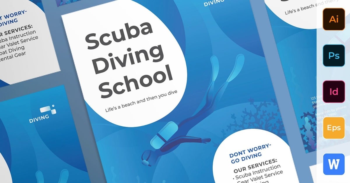 Professional Diving School Poster - Corporate Identity Template