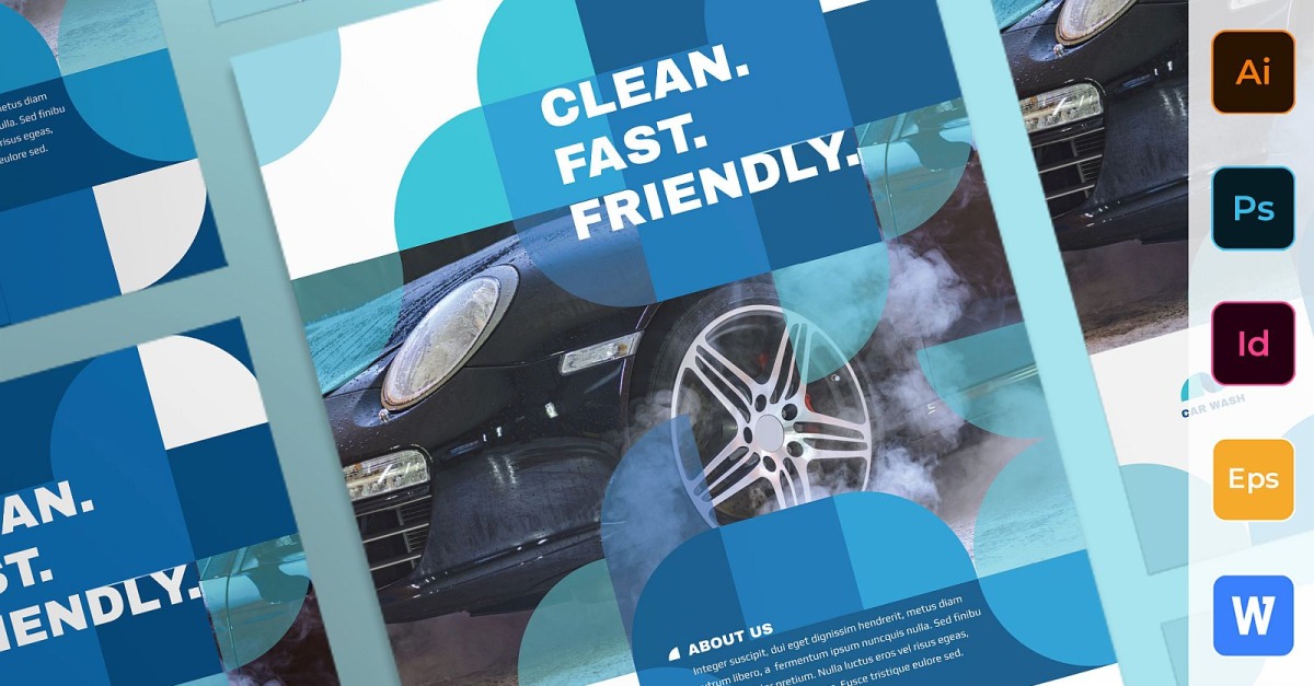 Creative Car Wash Poster Corporate Identity Template