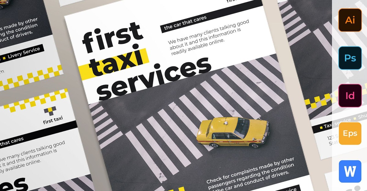 Professional Taxi Service Poster Corporate Identity Template