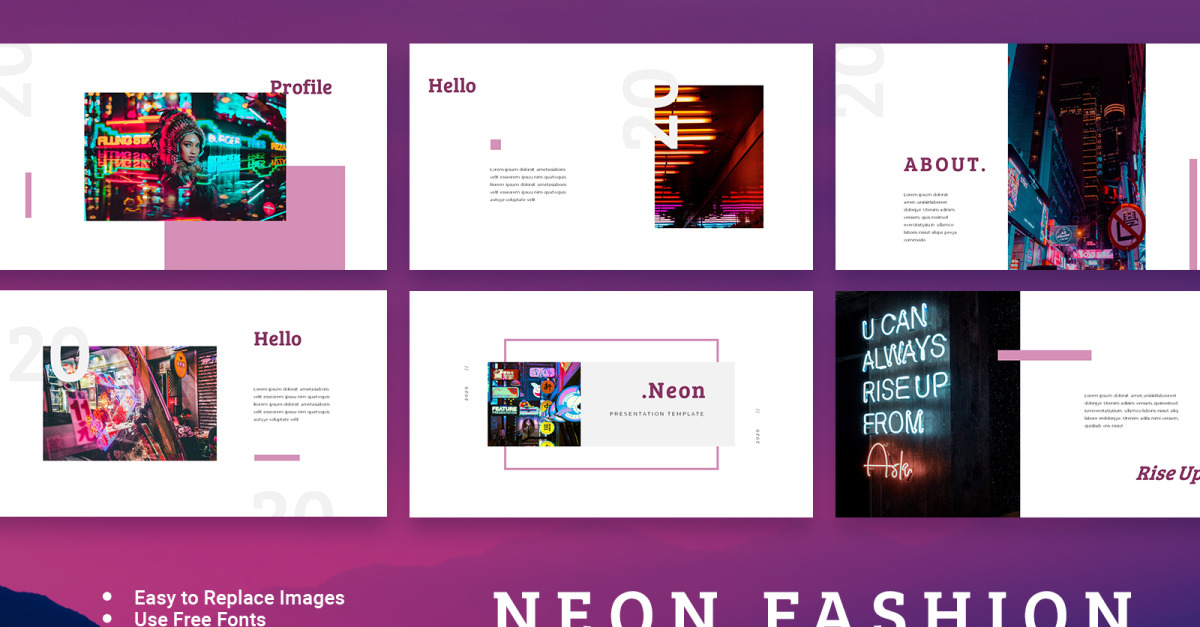NEON - Fashion PowerPoint Template #172951 - TemplateMonster