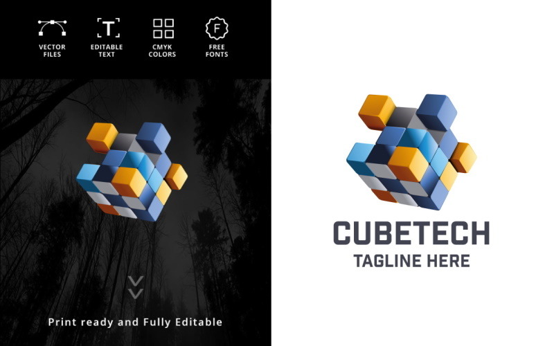 Cube Tech Logo Template #173097 - TemplateMonster