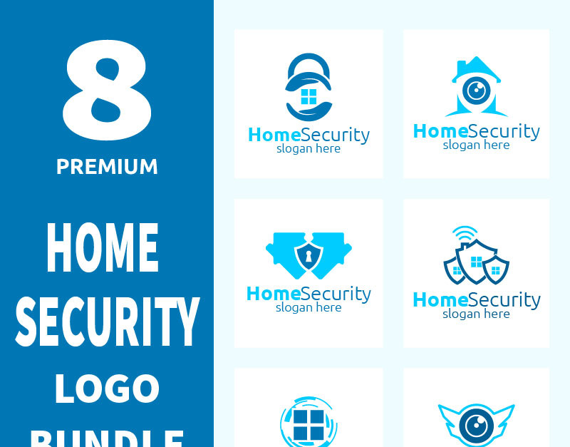 8 Home Security Logo Bundle #173057 - TemplateMonster