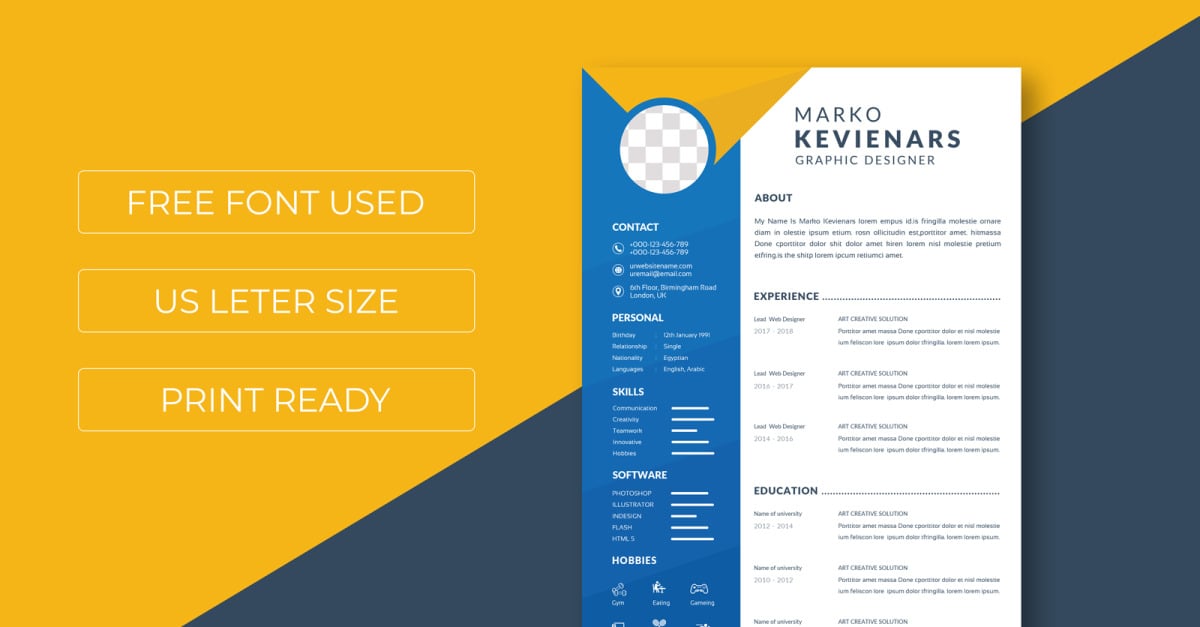 Geometric Resume/CV Theme #173424 - TemplateMonster