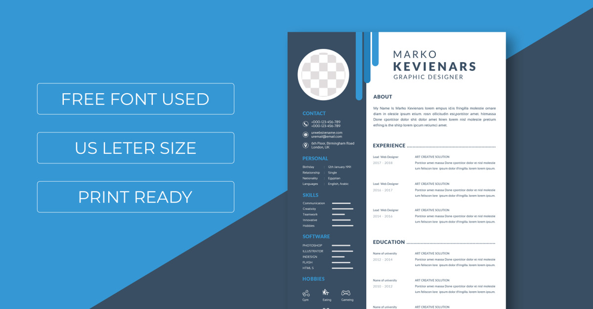 Modern Resume/CV Layout Design #173425 - TemplateMonster