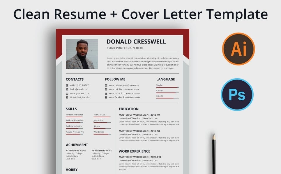 Donald Resume/ CV Template #173638 - TemplateMonster