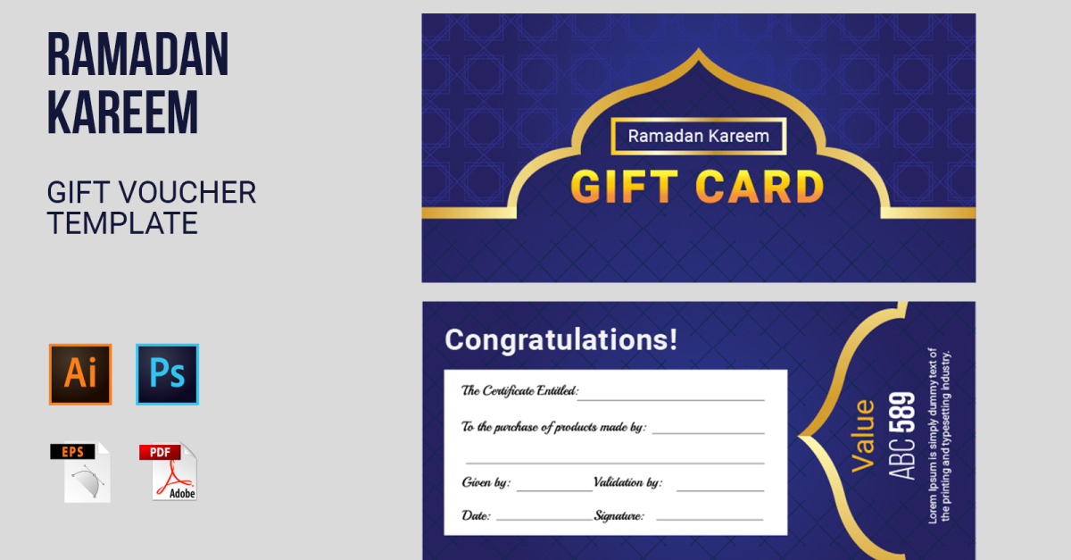Islamic Gift Coupon Card Sale Offer Corporate Template