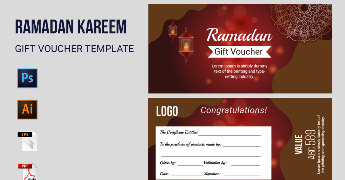 Islamic Gift Voucher Card Corporate Template