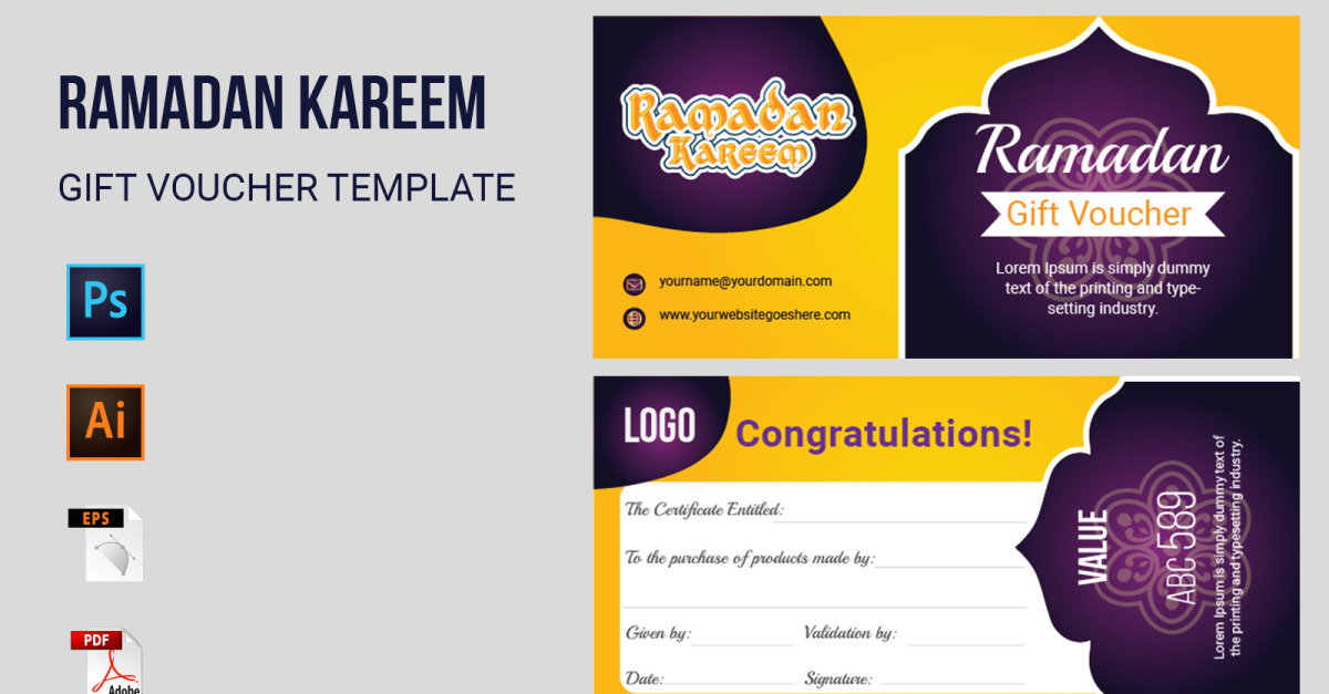 Ramadan Gift Card Corporate Template - TemplateMonster
