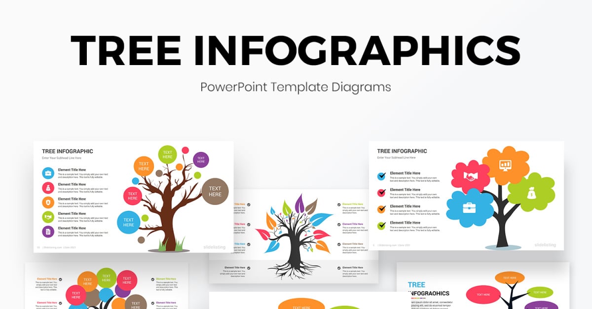 Modèle PowerPoint de infographie de l'arbre