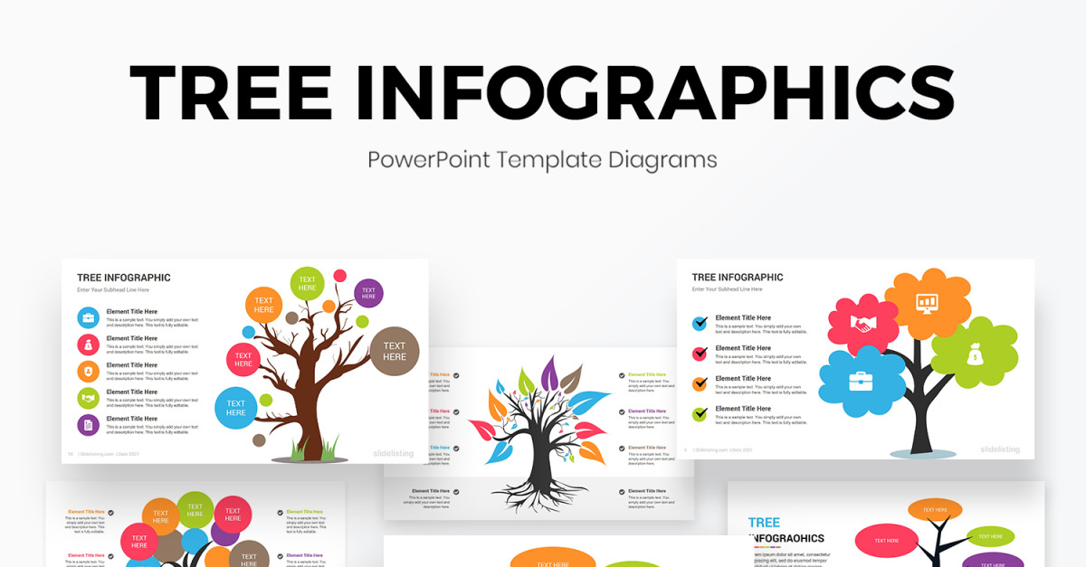 Modello PowerPoint di albero infografica - TemplateMonster