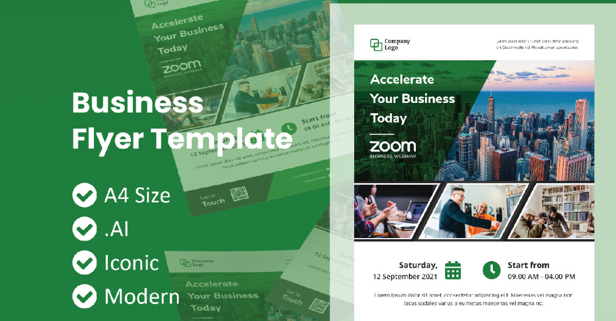 Webinar Business Event Zoom Flyer Brochure Corporate identity template