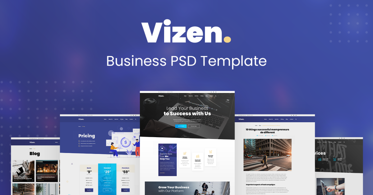 Vizen - Business PSD Template #175754 - TemplateMonster