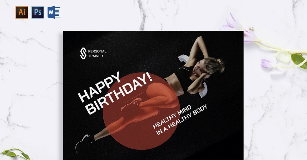 Creative Personal Trainer Greeting Card Template