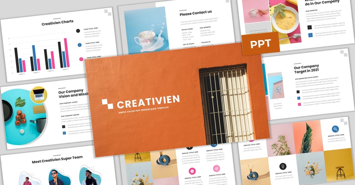 Creativien - Simple Color Pop Business PowerPoint Template