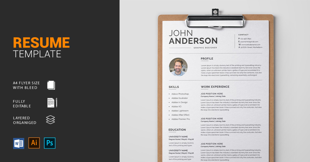 Minimal Resume or CV Printable Resume Templates
