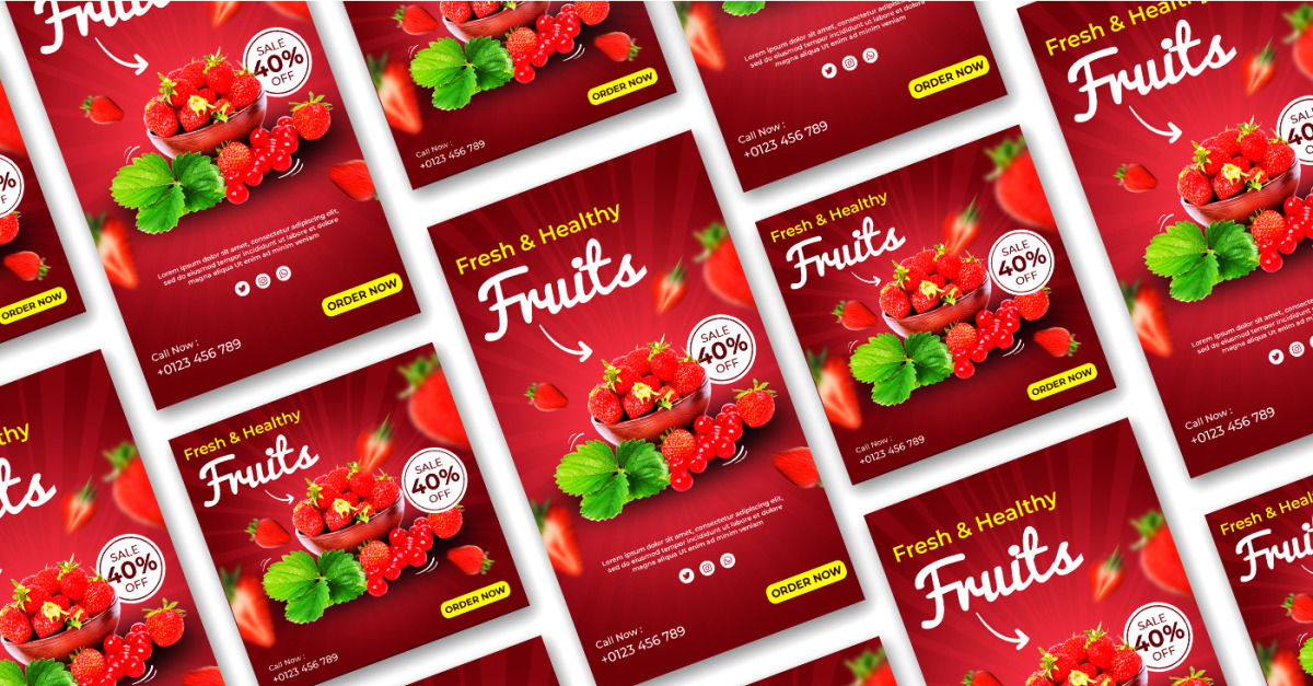 Fresh Fruits Instagram Post and Story Social Media