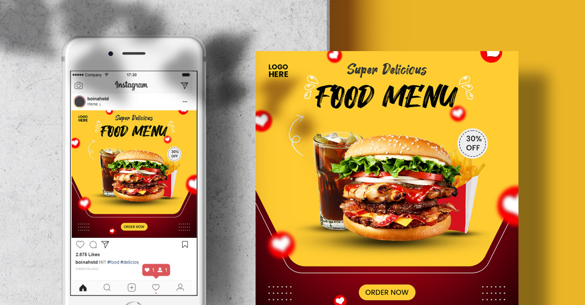 Instagram Feed Food Menu Social Media Template Post