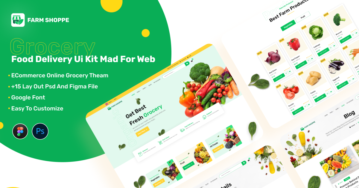 Farm Shoppe Website UI Design Template Figma & PSD
