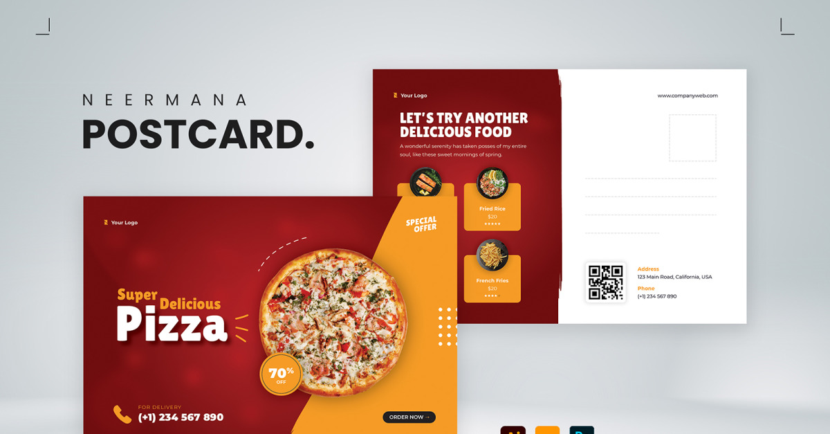 Food Postcard Corporate identity template - TemplateMonster