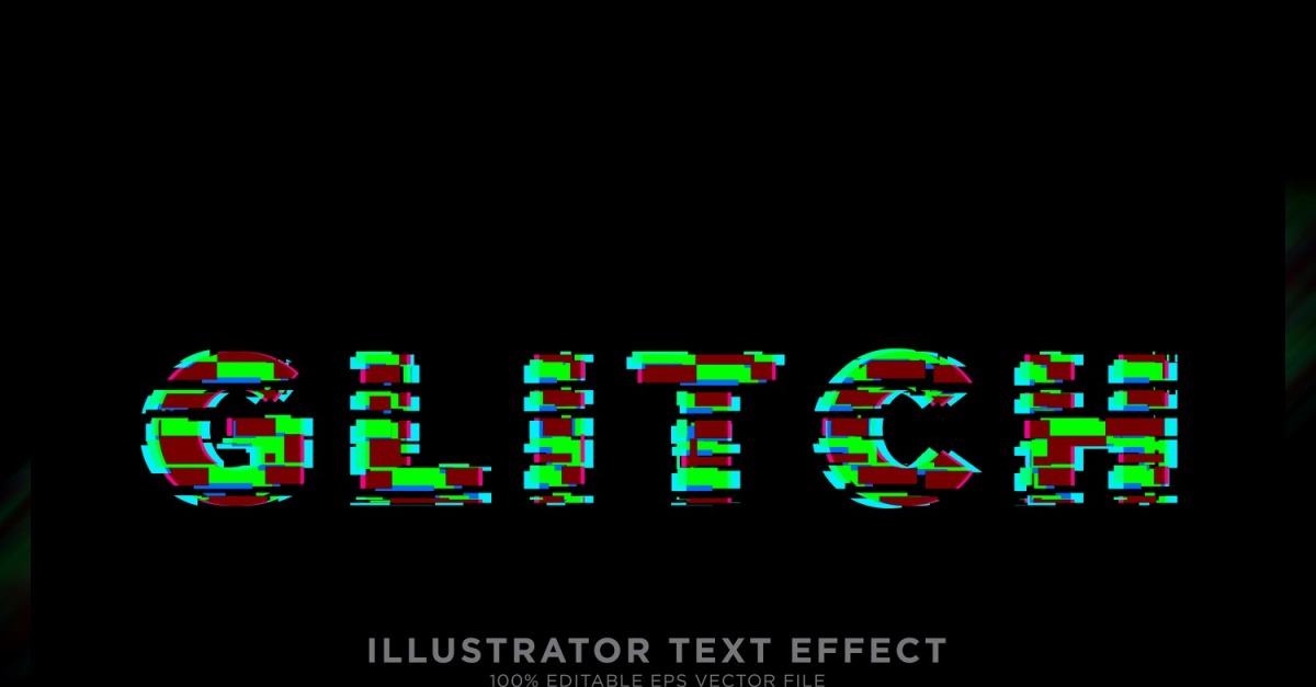 Glitch illustrator Text Effect Illustration - TemplateMonster