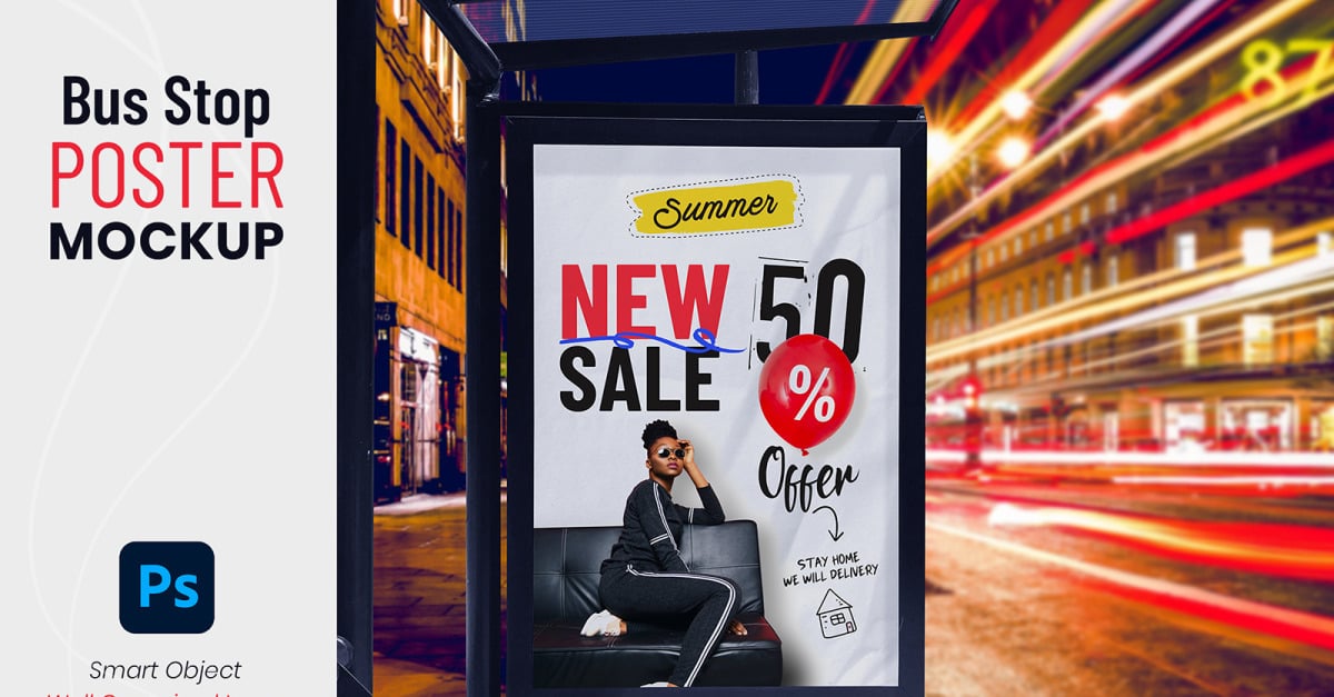 Bus Stop Poster Product Mockup #177755 - TemplateMonster