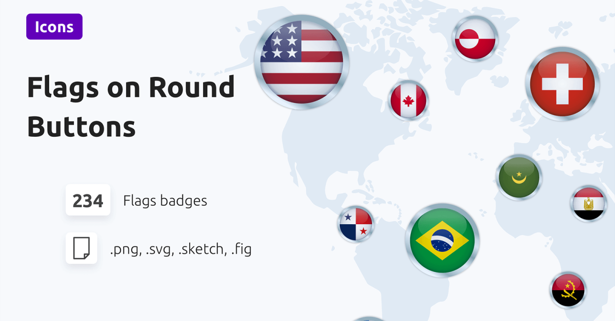 Country Flags on Round Buttons Iconset - TemplateMonster