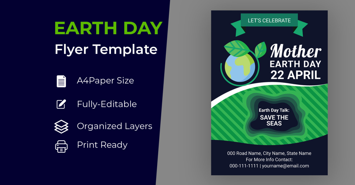 Earth Day Background Flyer Design Corporate identity template