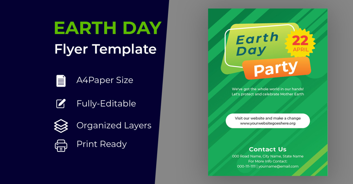 Green Earth Day Flyer Design Corporate identity template