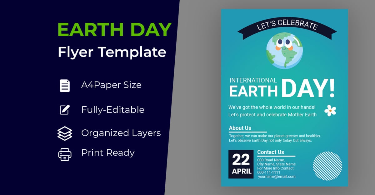 International Earth Day Poster Design Corporate identity template