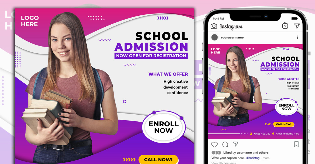 School Instagram Post Template Social Media - TemplateMonster